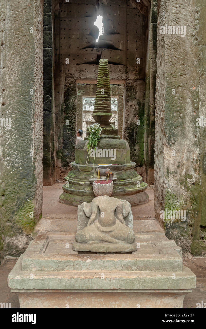 Buddhist shrine inside Angkor Wat Temple near Siam Reap, Cambodia Stock ...