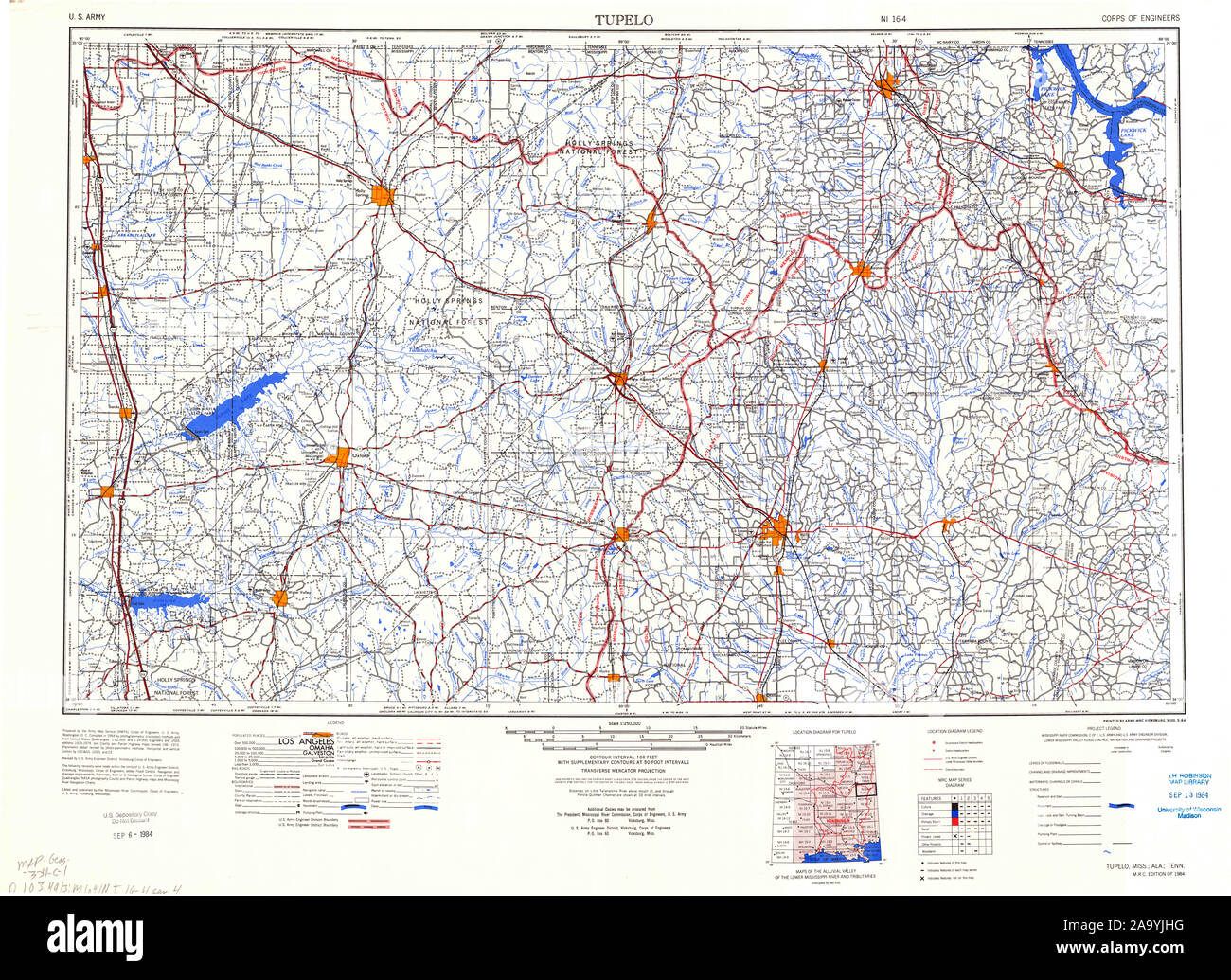 Map of tupelo hi-res stock photography and images - Alamy