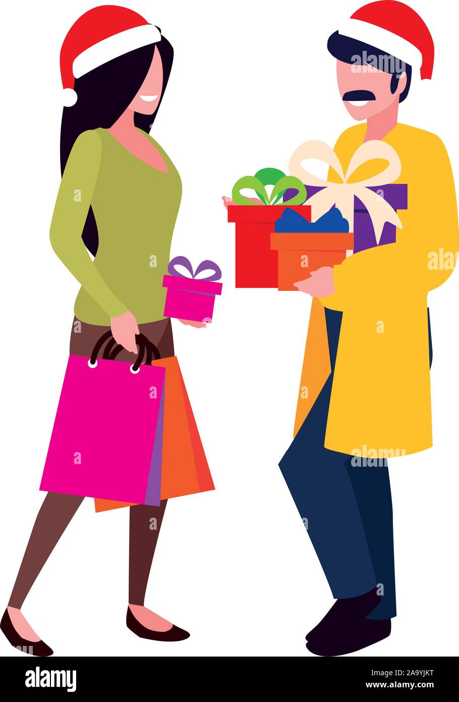 couples with gift boxes on white background vector illustration design ...