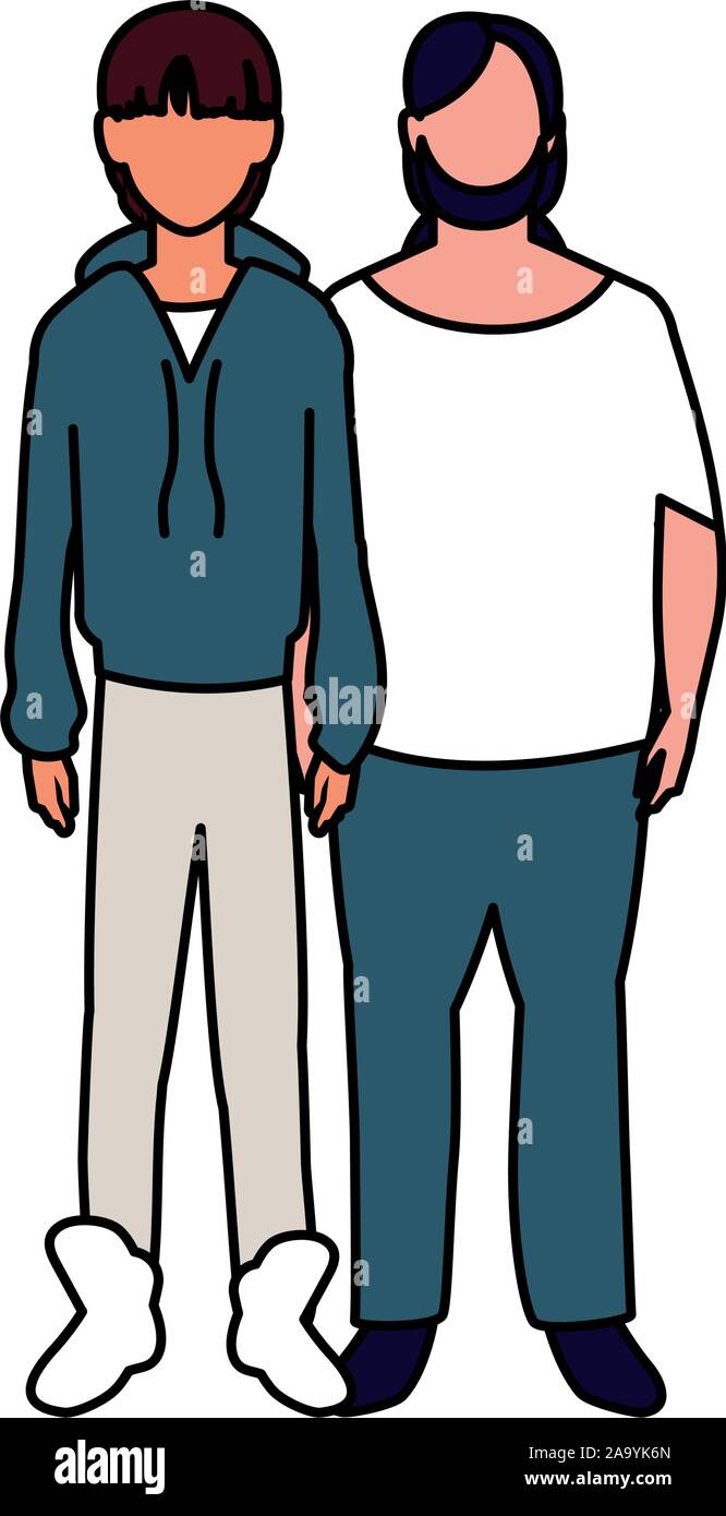 men standing faceless with different poses on white background vector ...