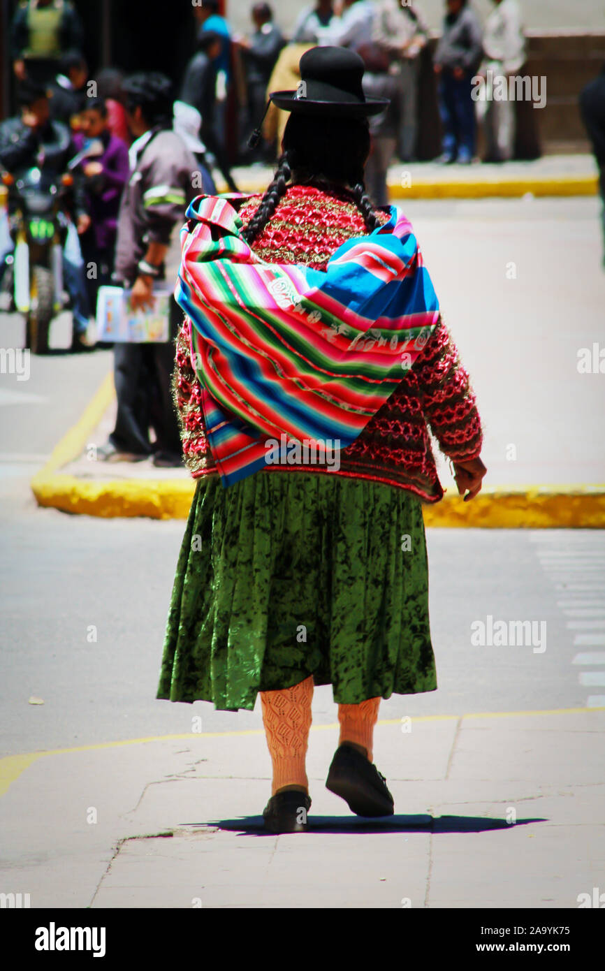 Quechua Indian native local woman near Puno, Peru, South America Stock ...