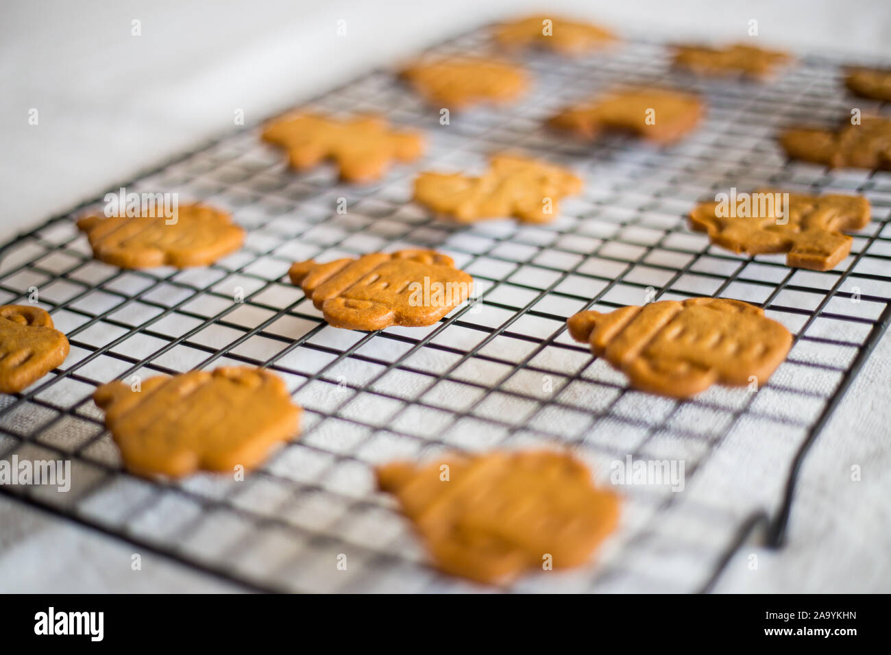 the process of making biscuits, shortbread dough raw, cut shape, sweet ...
