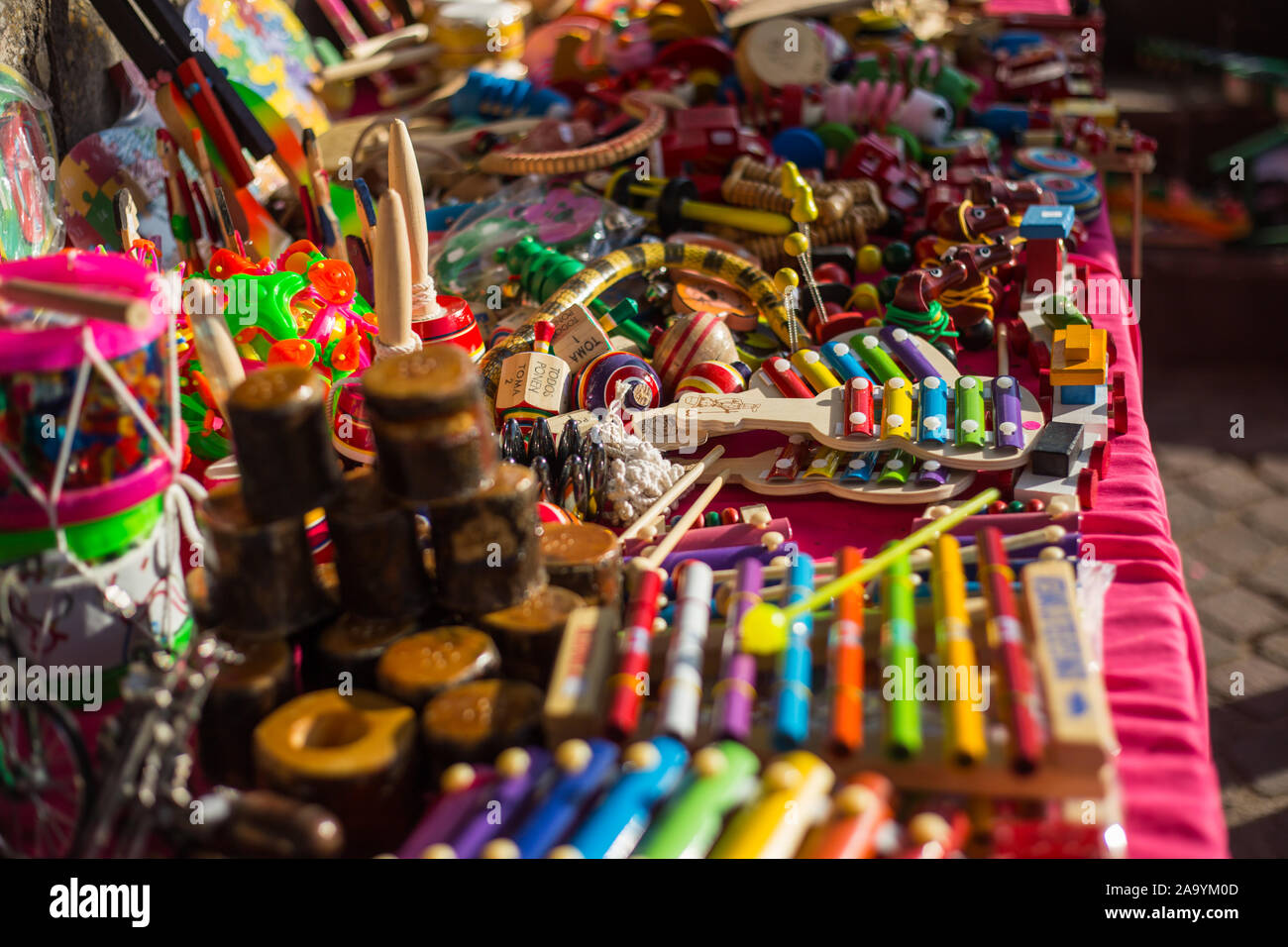 Sell of beautiful colorful mexican toys in Xohimilco, Mexico Stock ...