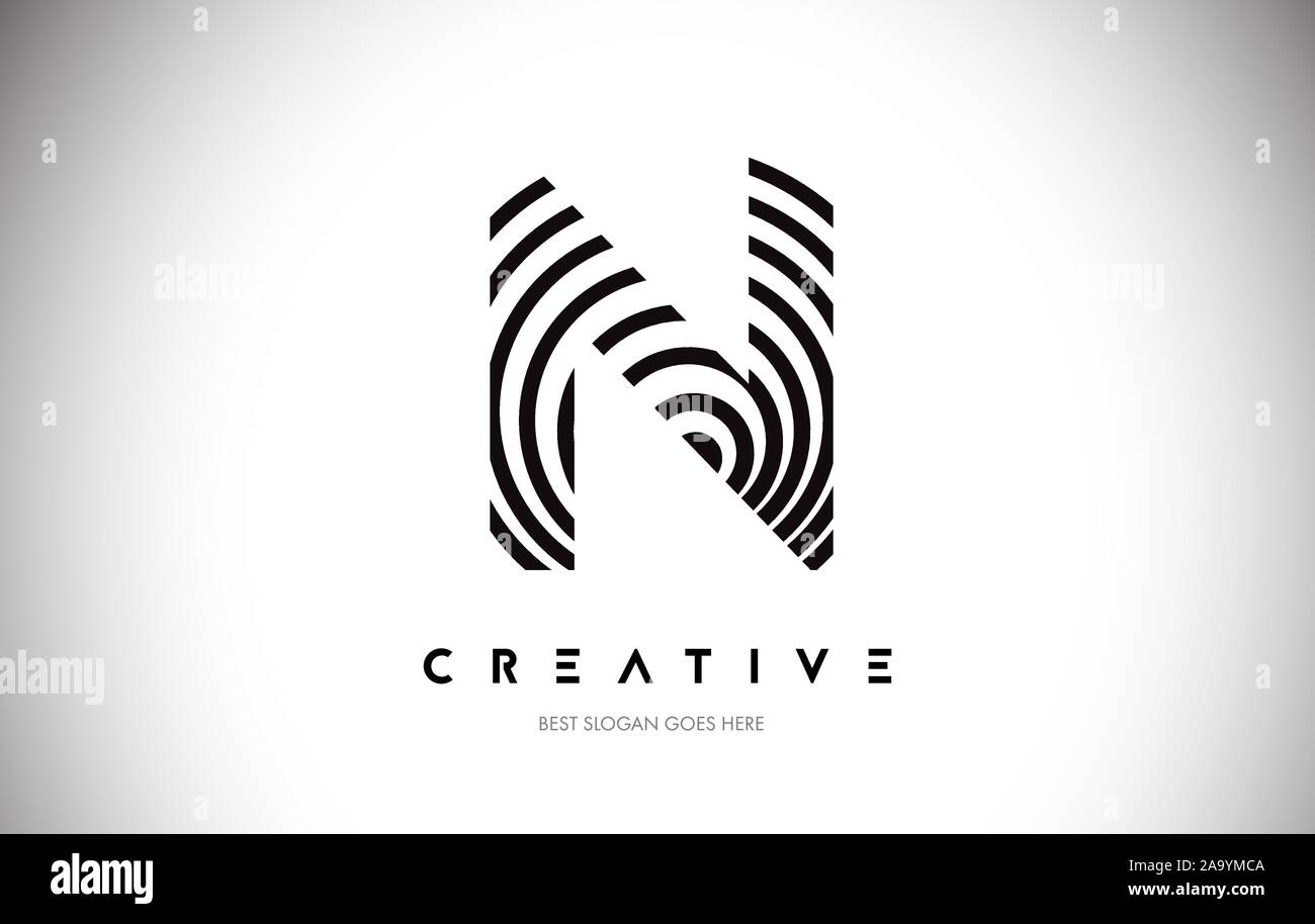 N Lines Warp Logo Design.Vector Letter Icon Made with Circular Lines ...