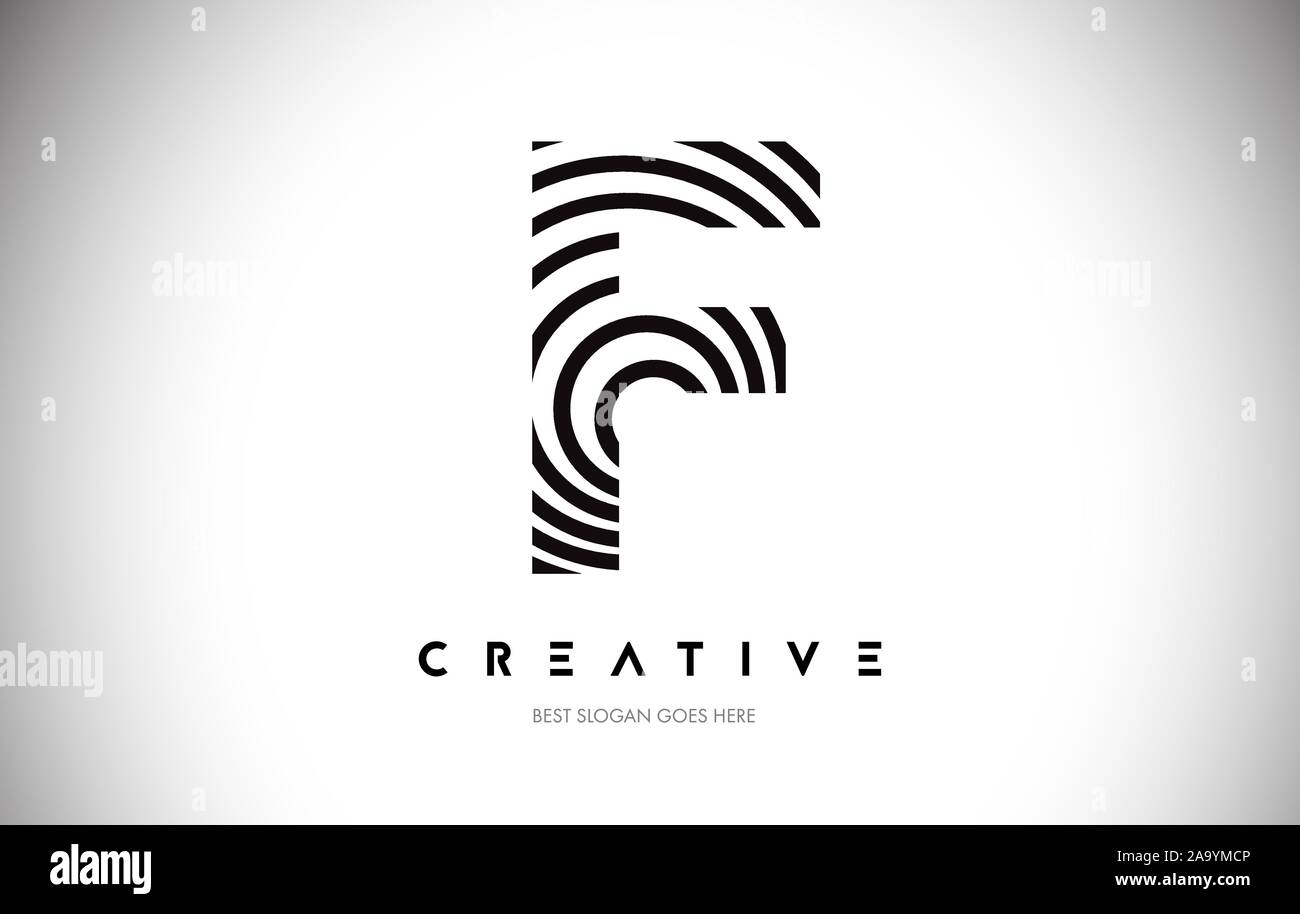 F Lines Warp Logo Design.Vector Letter Icon Made with Circular Lines ...