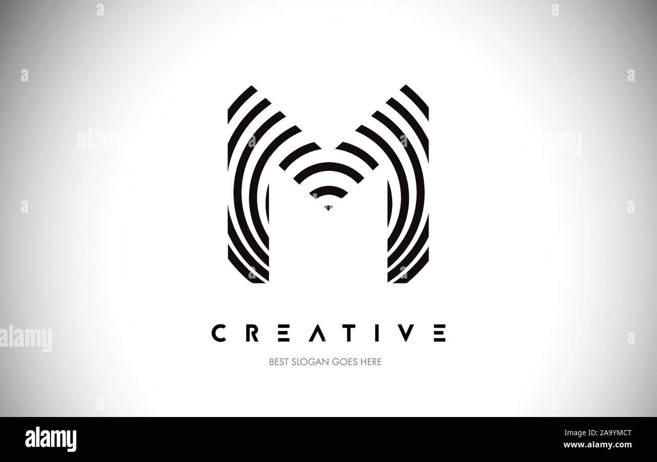 M Lines Warp Logo Design.Vector Letter Icon Made with Circular Lines ...