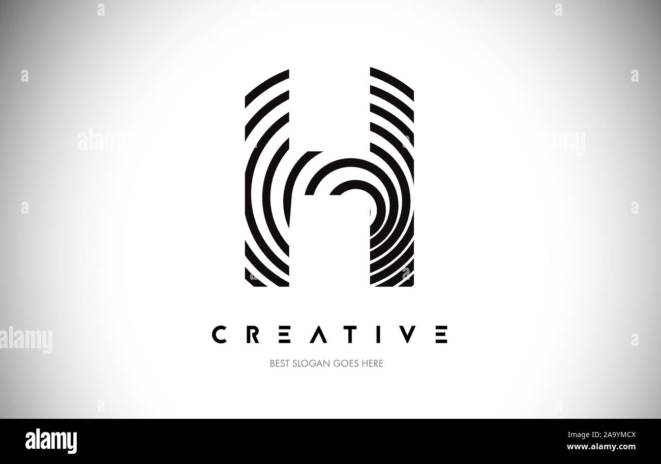 H Lines Warp Logo Design.Vector Letter Icon Made with Circular Lines ...
