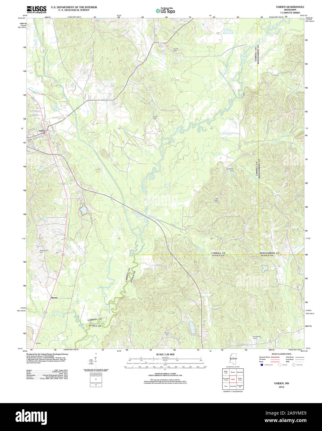 Map of vaiden mississippi hi-res stock photography and images - Alamy