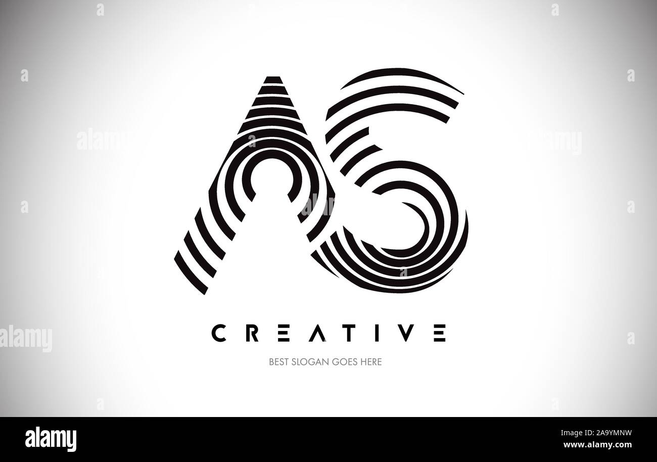 AS Lines Warp Logo Design.Vector Letter Icon Made with Circular Lines ...