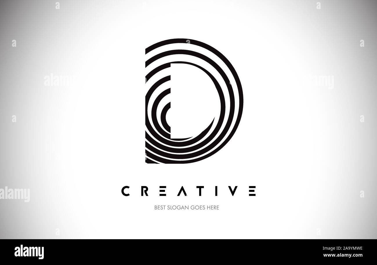 D Lines Warp Logo Design.Vector Letter Icon Made with Circular Lines ...