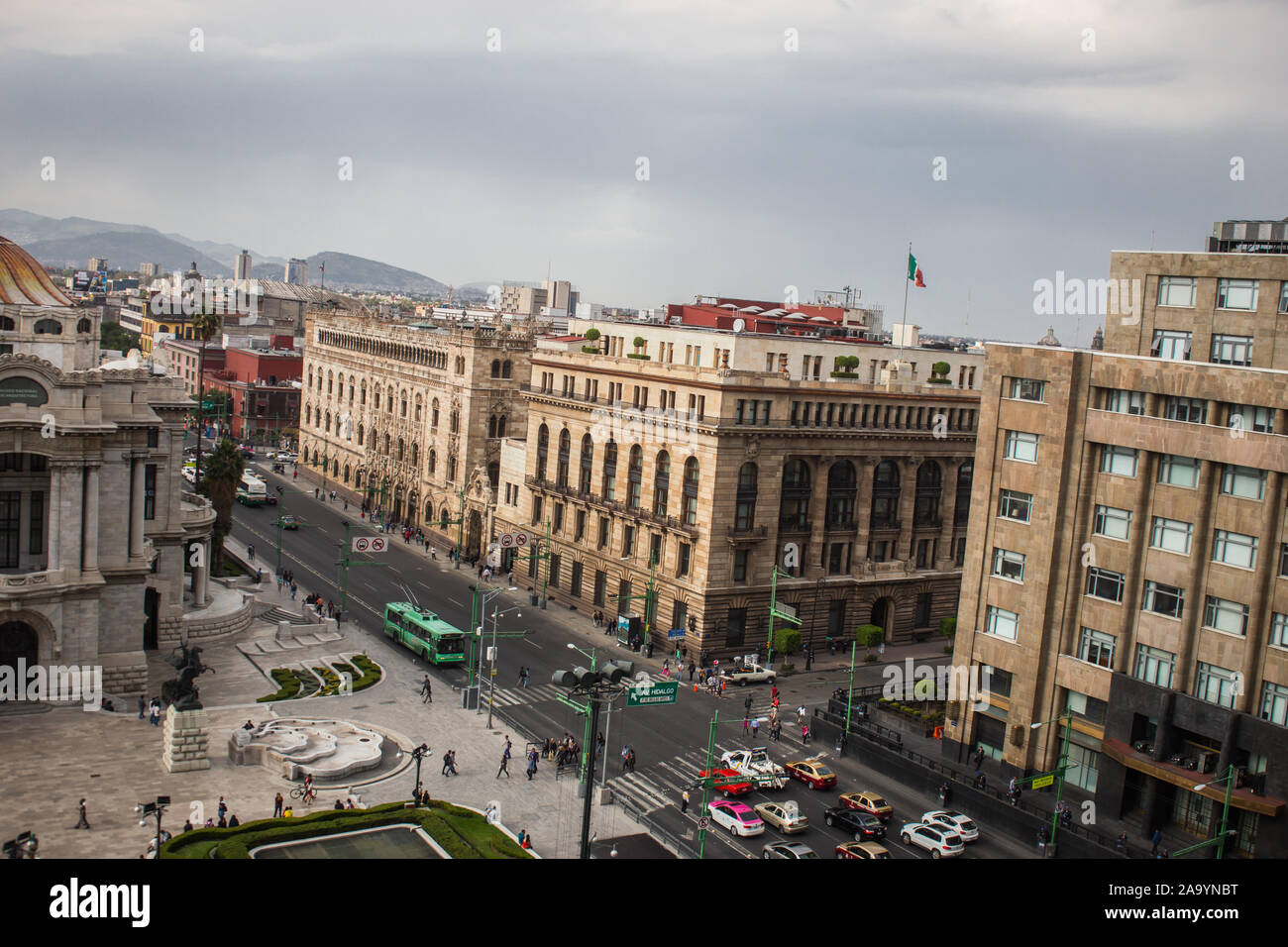 Palace of fine arts facade and postal palace on downtown of Mexico ...