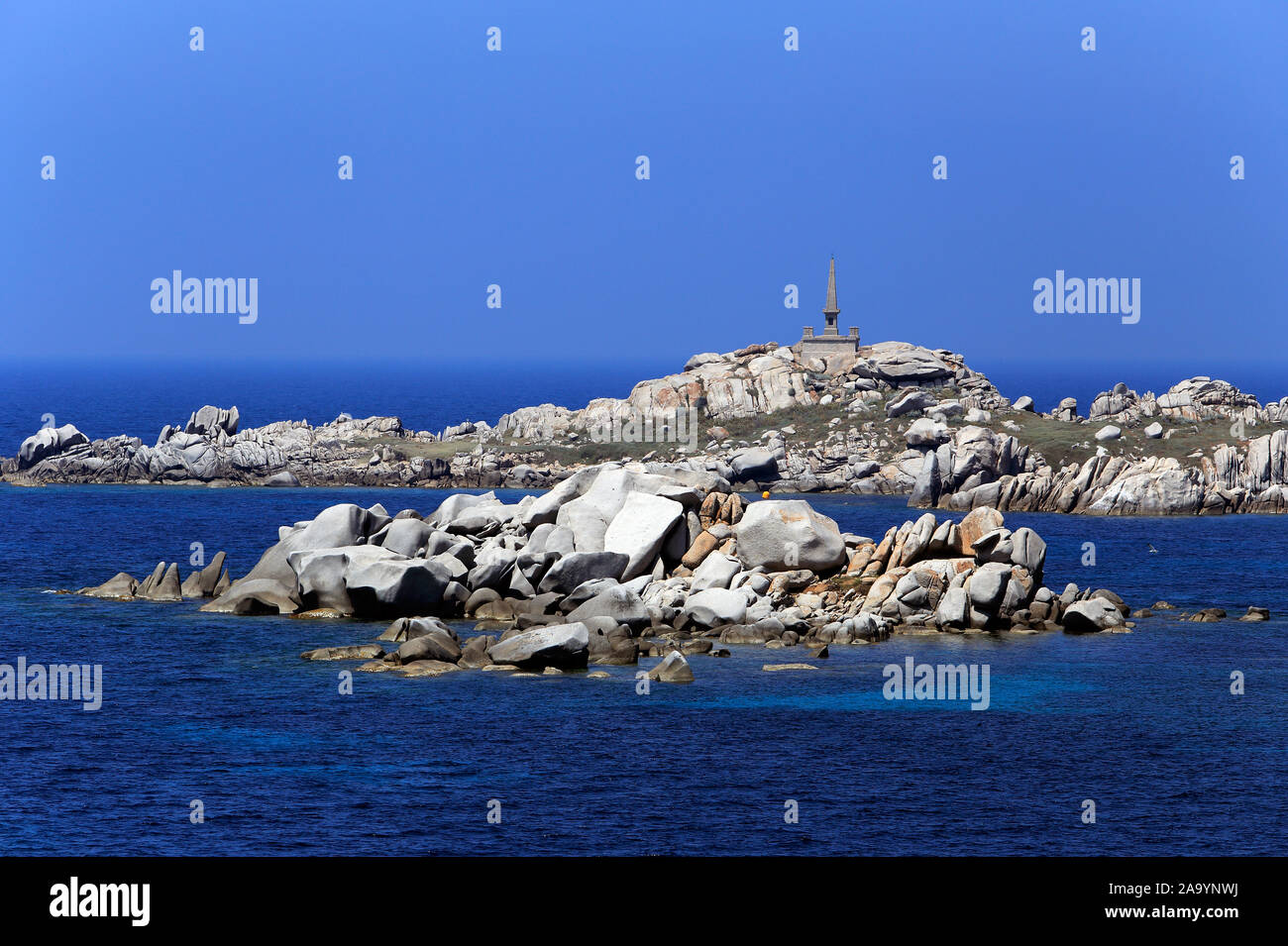 Monument in the the archipelago of Lavezzi Islands located in the ...