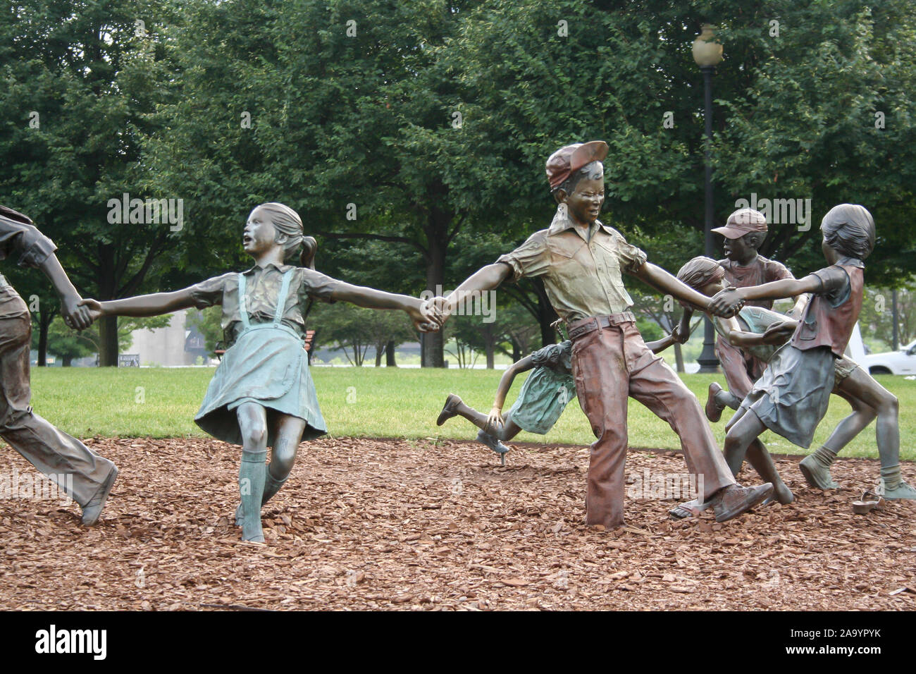 Chicago, Illinois / USA: August 01, 2011: bronze kids statue in Chicago ...