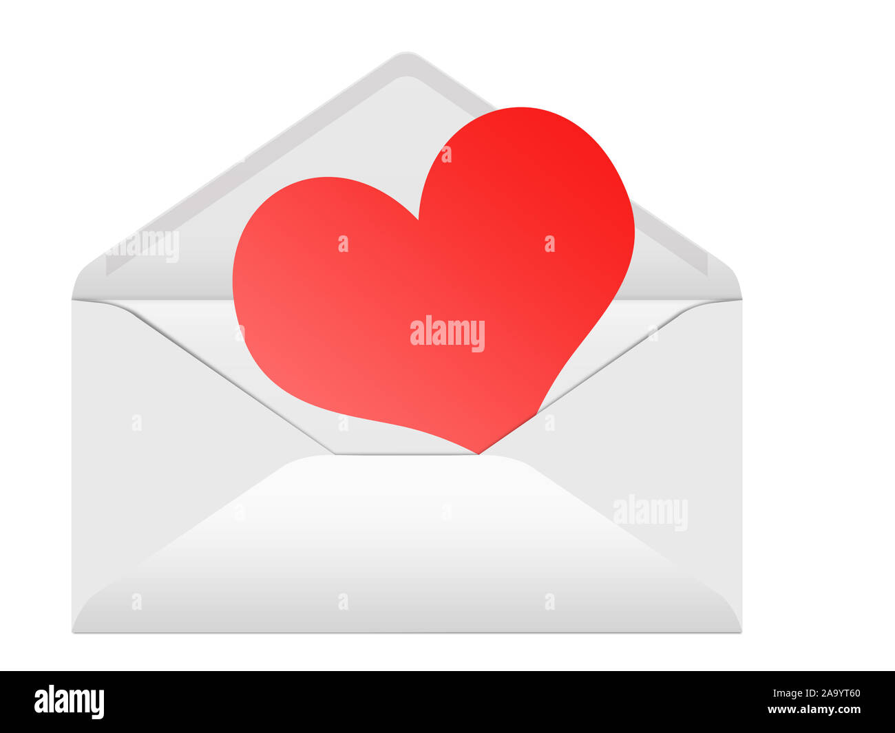 Red heart in the envelope Stock Photo - Alamy