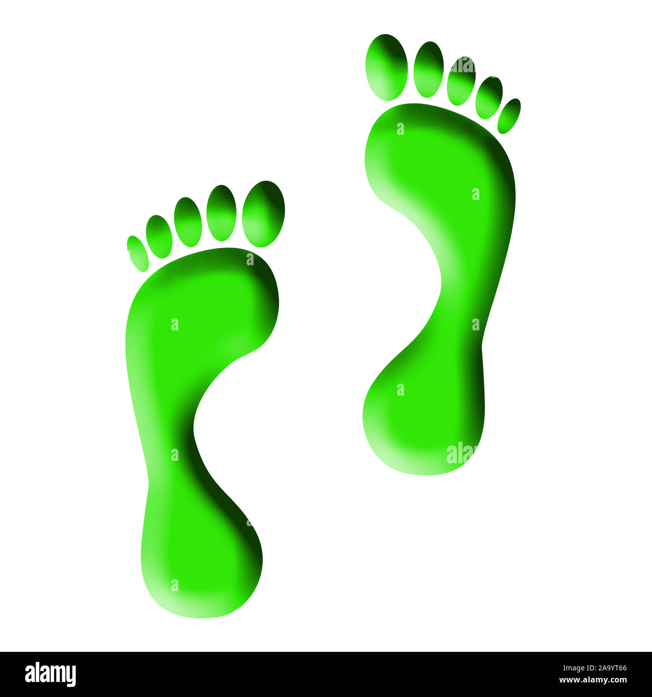 Green footprints in front of white background, illustration Stock Photo ...