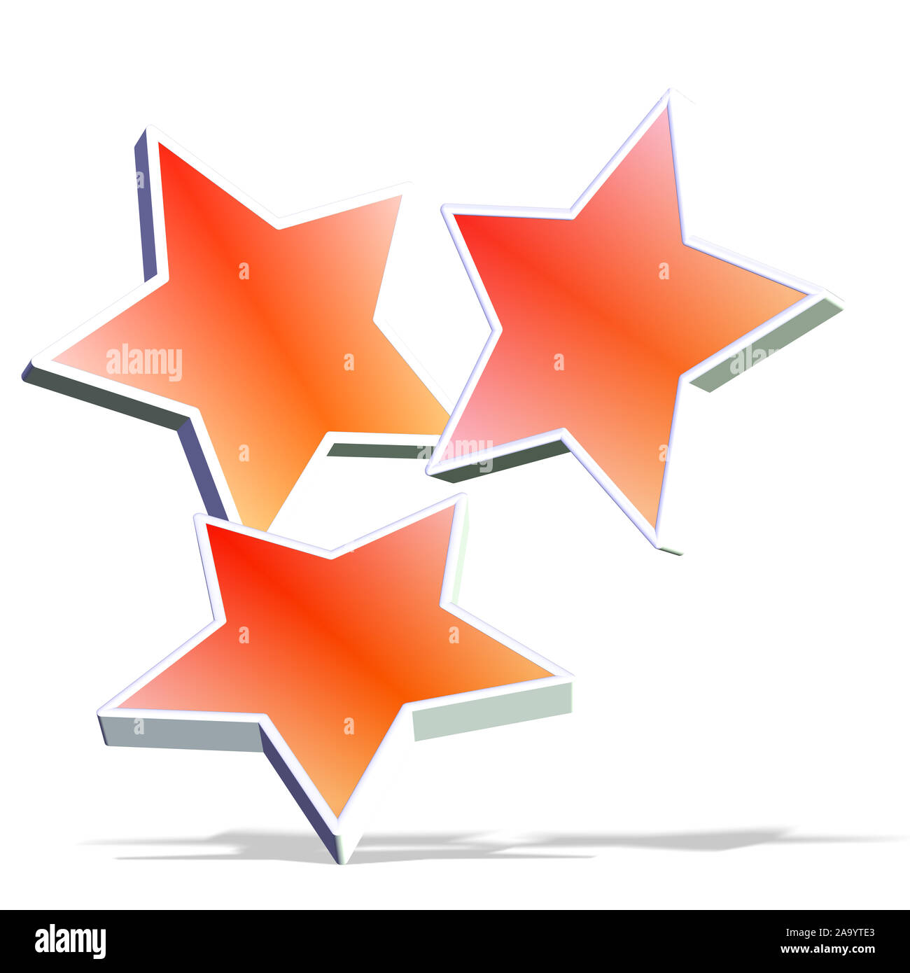 Three stars in orange color against white background Stock Photo - Alamy