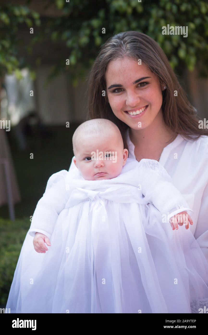 Happy young mother aunt with adorable baby Stock Photo - Alamy