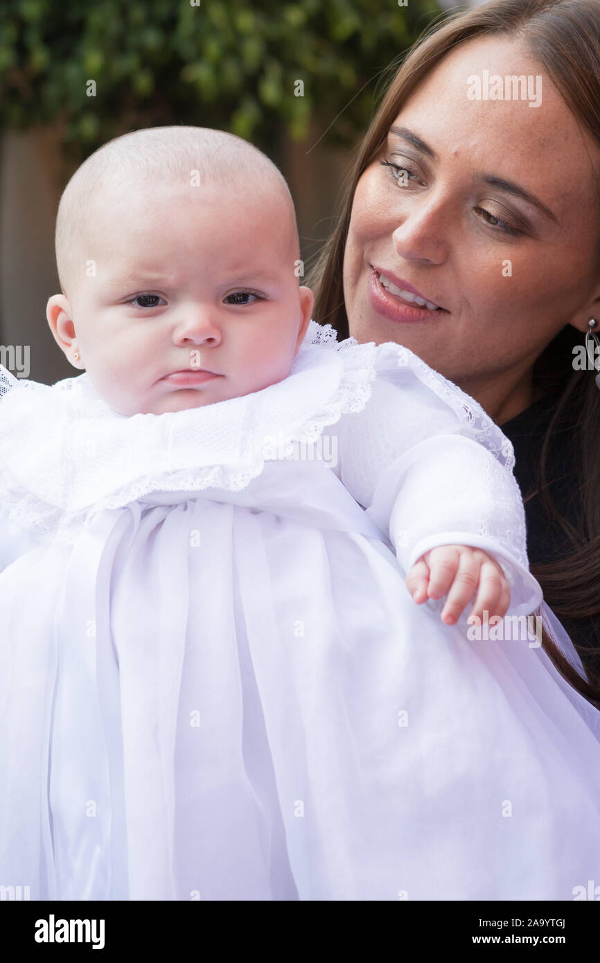 Beautiful mom aunt with adorable baby Stock Photo - Alamy