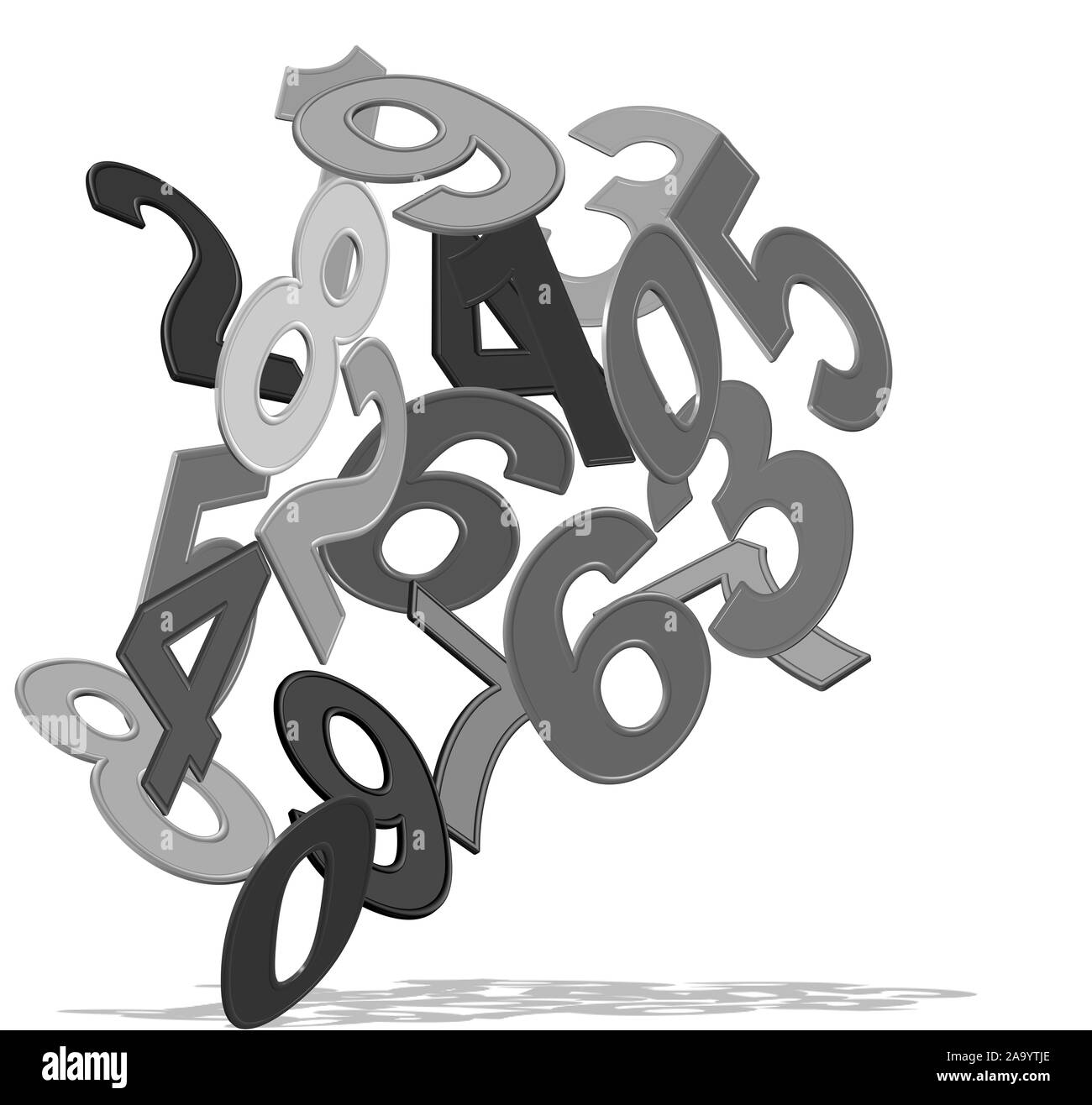 Numbers, in mess against white background, 3d illustration Stock Photo ...