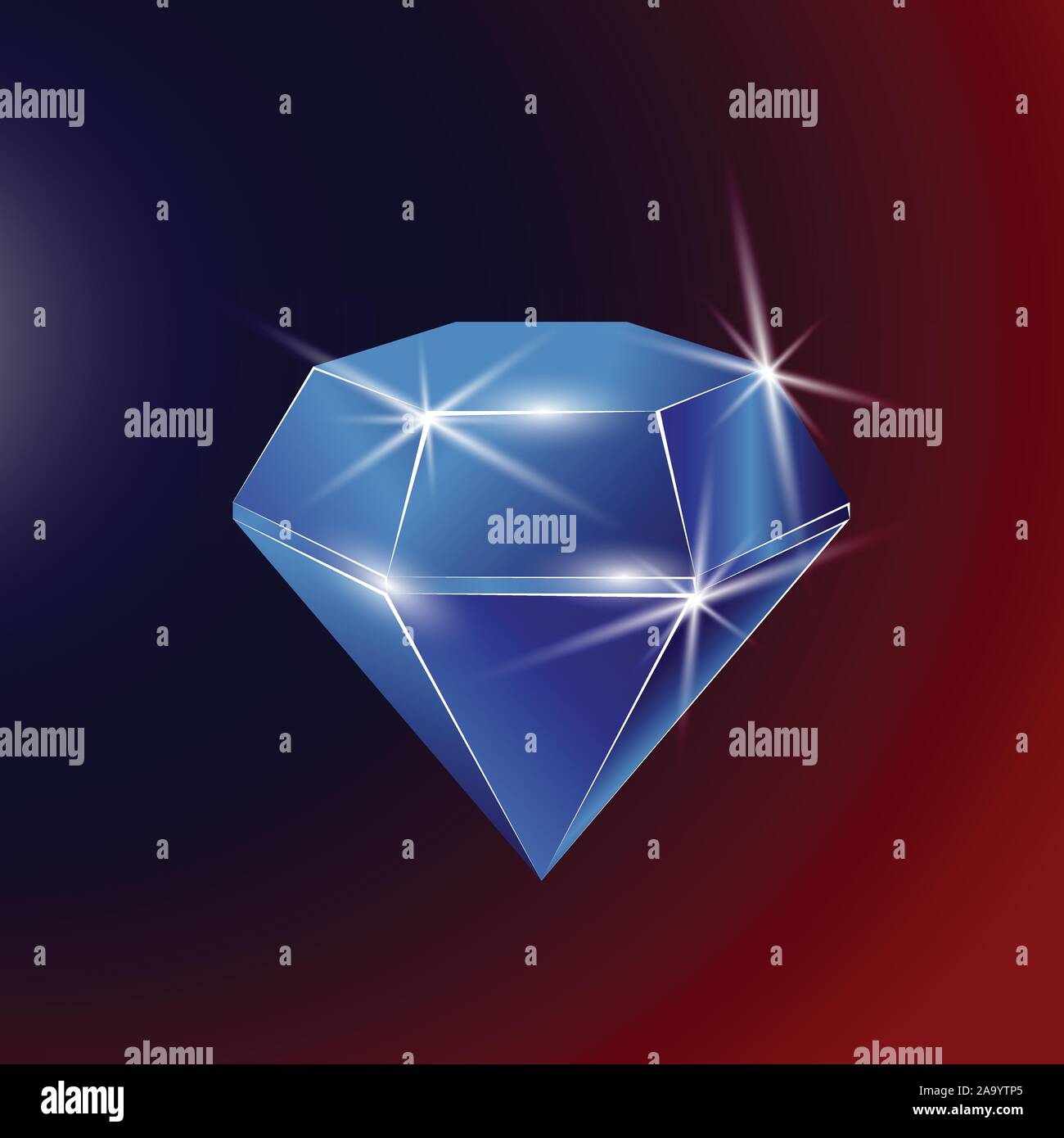 blue diamond on dark background, vector gem stone design Stock Vector ...