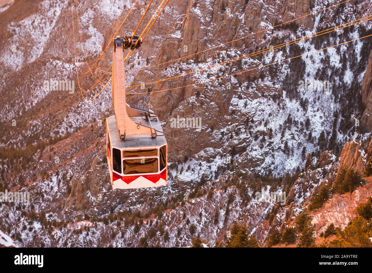 Cable Car gondola above albuquerque in the Remarkable Mountains of ...
