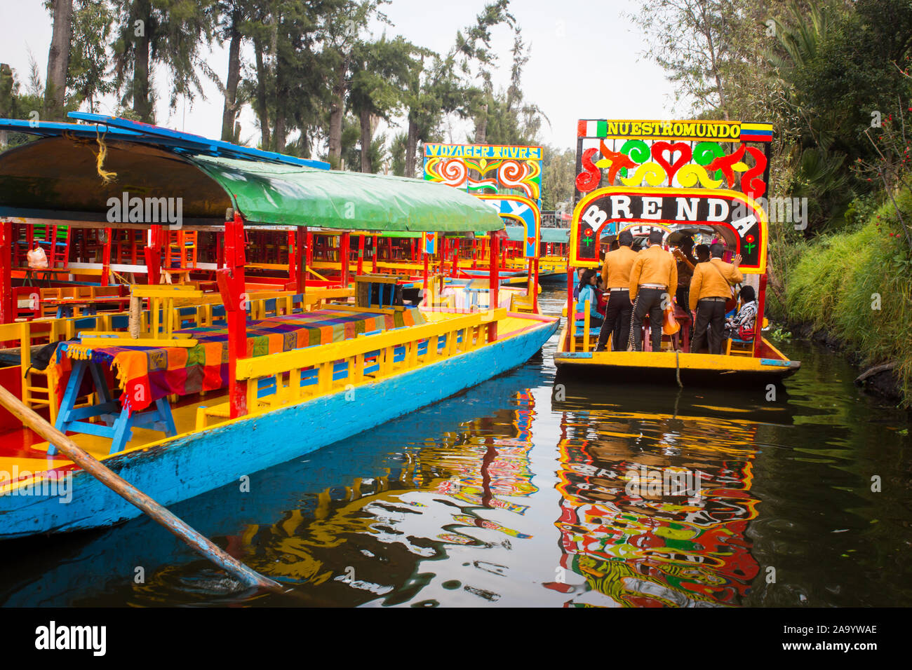 Colorful traditional mexican boats trajineras Stock Photo - Alamy