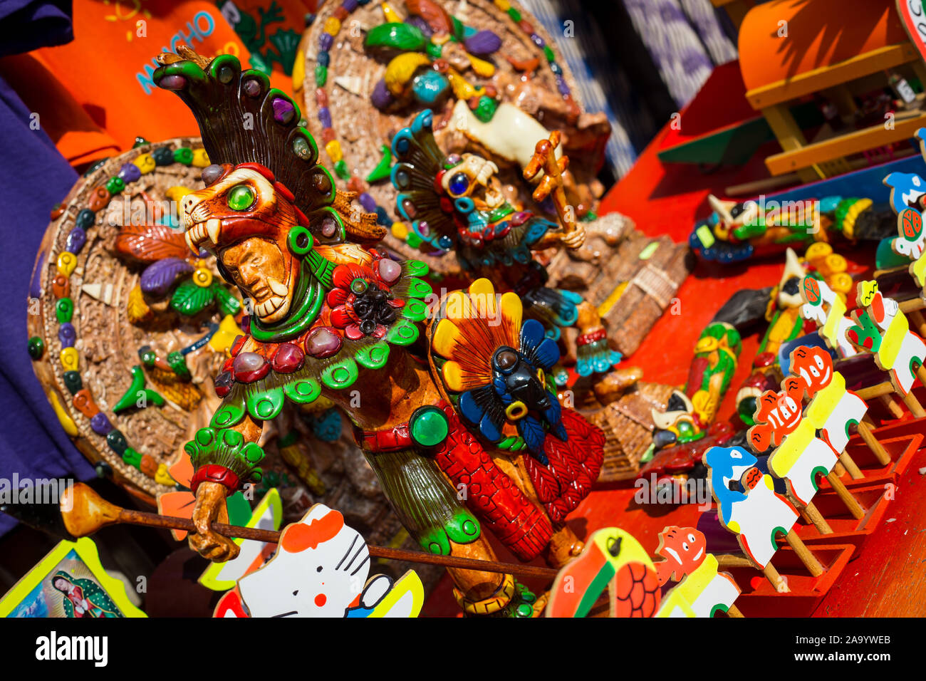 Mexican souvenirs aztecs crafts Stock Photo - Alamy