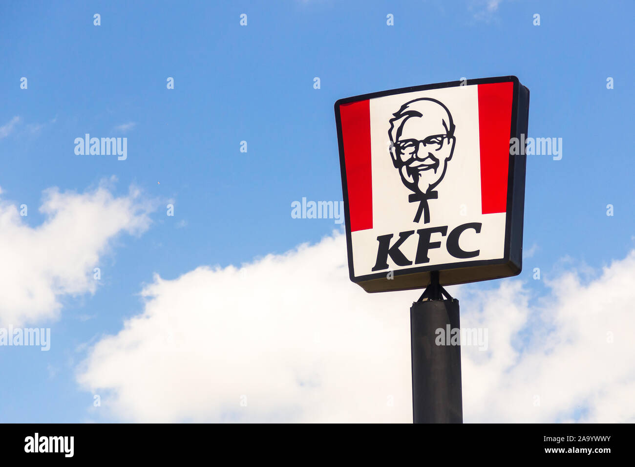 American fast food restaurant chain Kentucky Fried Chicken or KFC logo ...