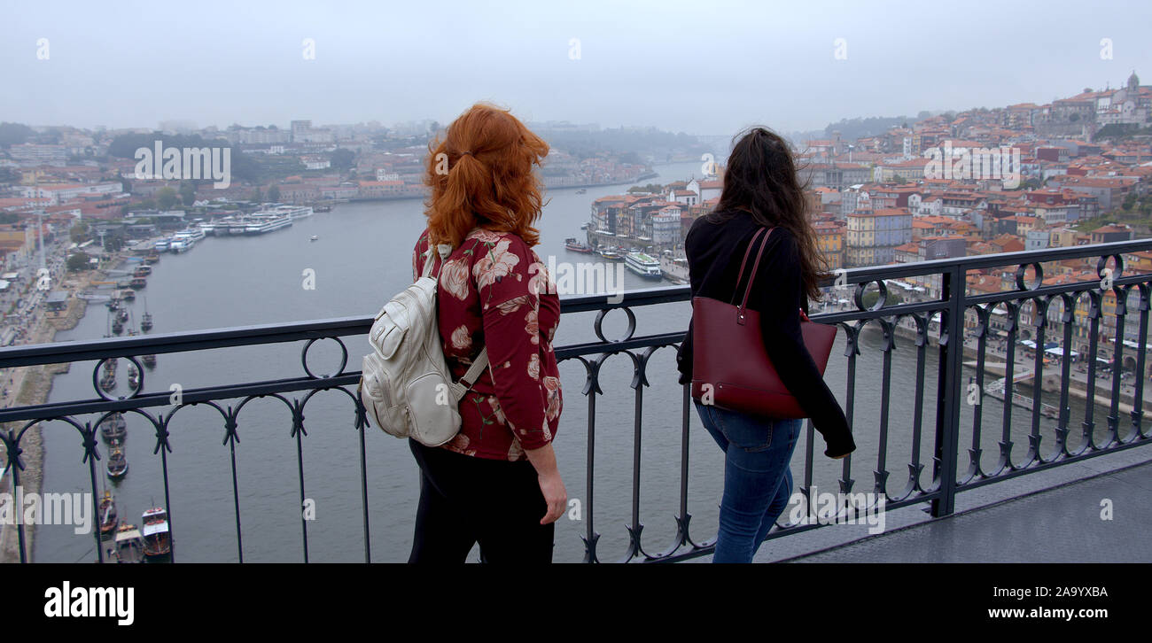 Walking over Dom Luis Bridge in Porto Stock Photo - Alamy