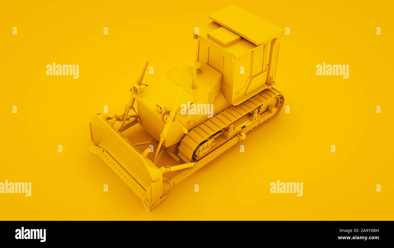 Yellow bulldozer. Minimal idea concept. 3d illustration Stock Photo - Alamy