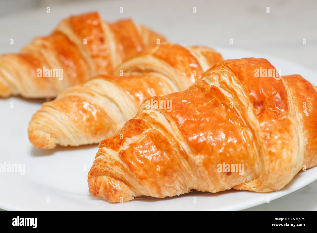 Plain croissant on white background - Image Stock Photo - Alamy