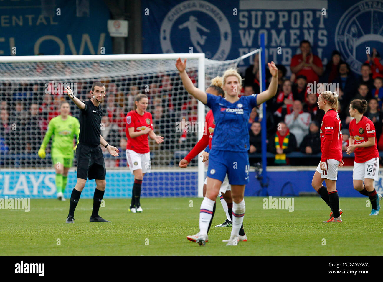Kingston, UK. 17th Nov, 2019. Referee, Jack Packman signals a free kick ...