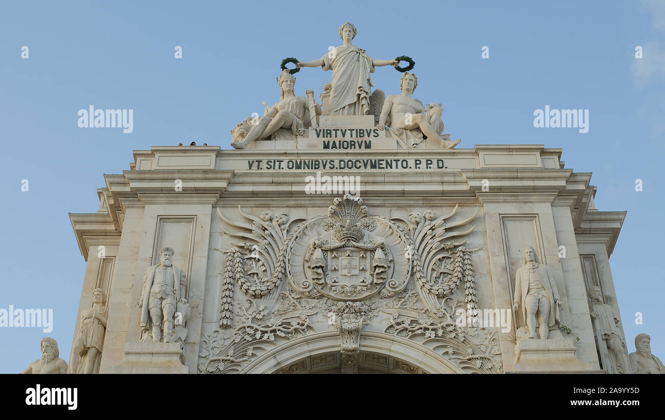 Famous arch at Commercio Square in Lisbon Stock Photo - Alamy