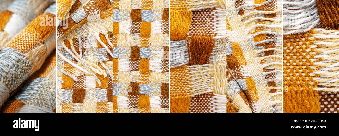 Knitted Blanket Fabric Texture Collage. Textures Background Set Stock ...