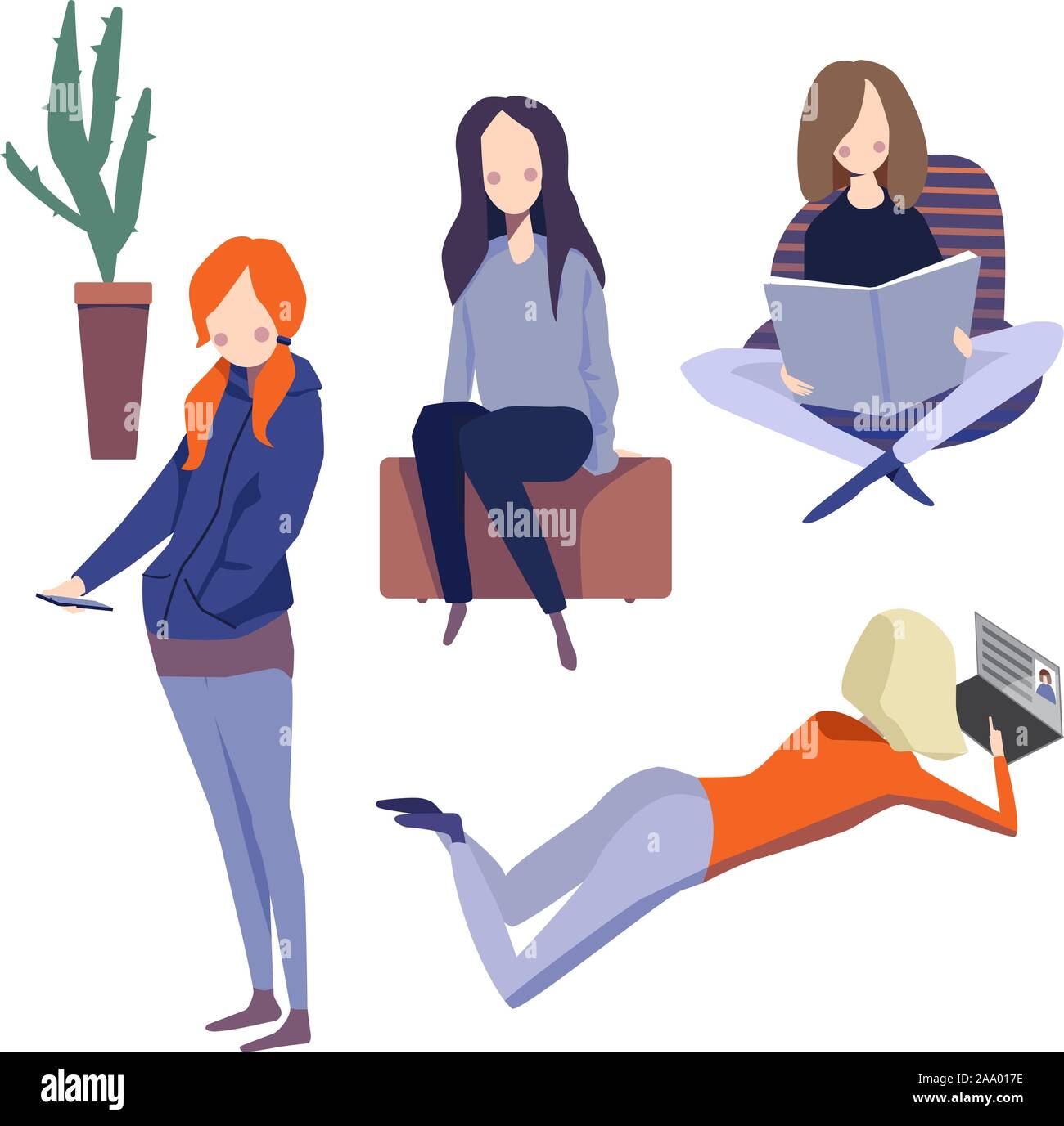 Stroking Hair Stock Vector Images Alamy
