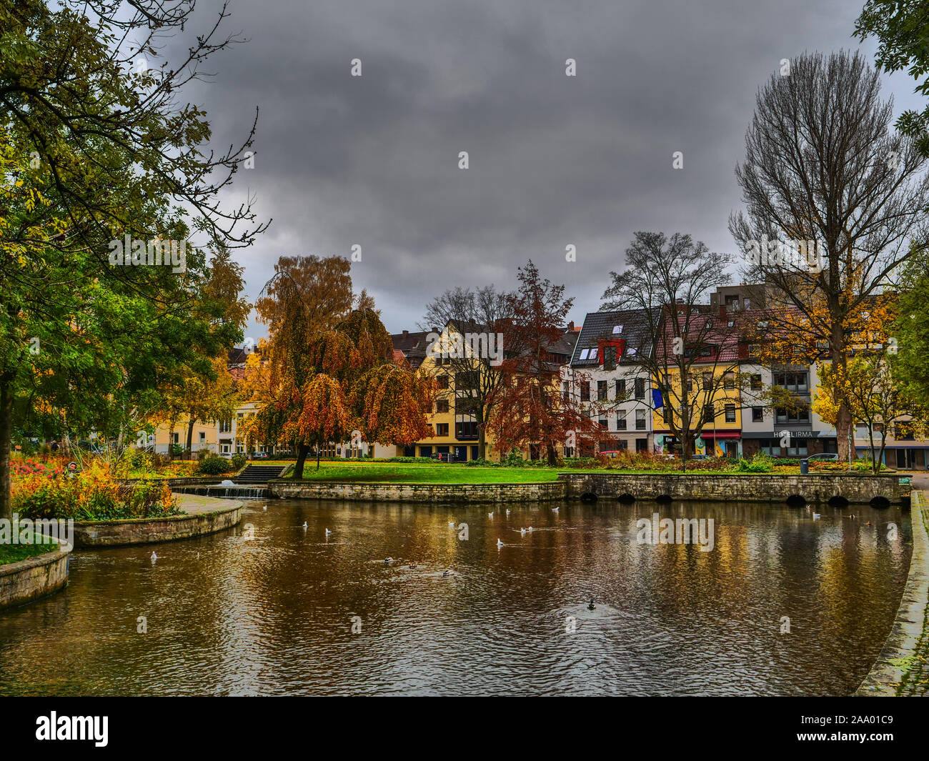 paderborn and the river pader Stock Photo - Alamy