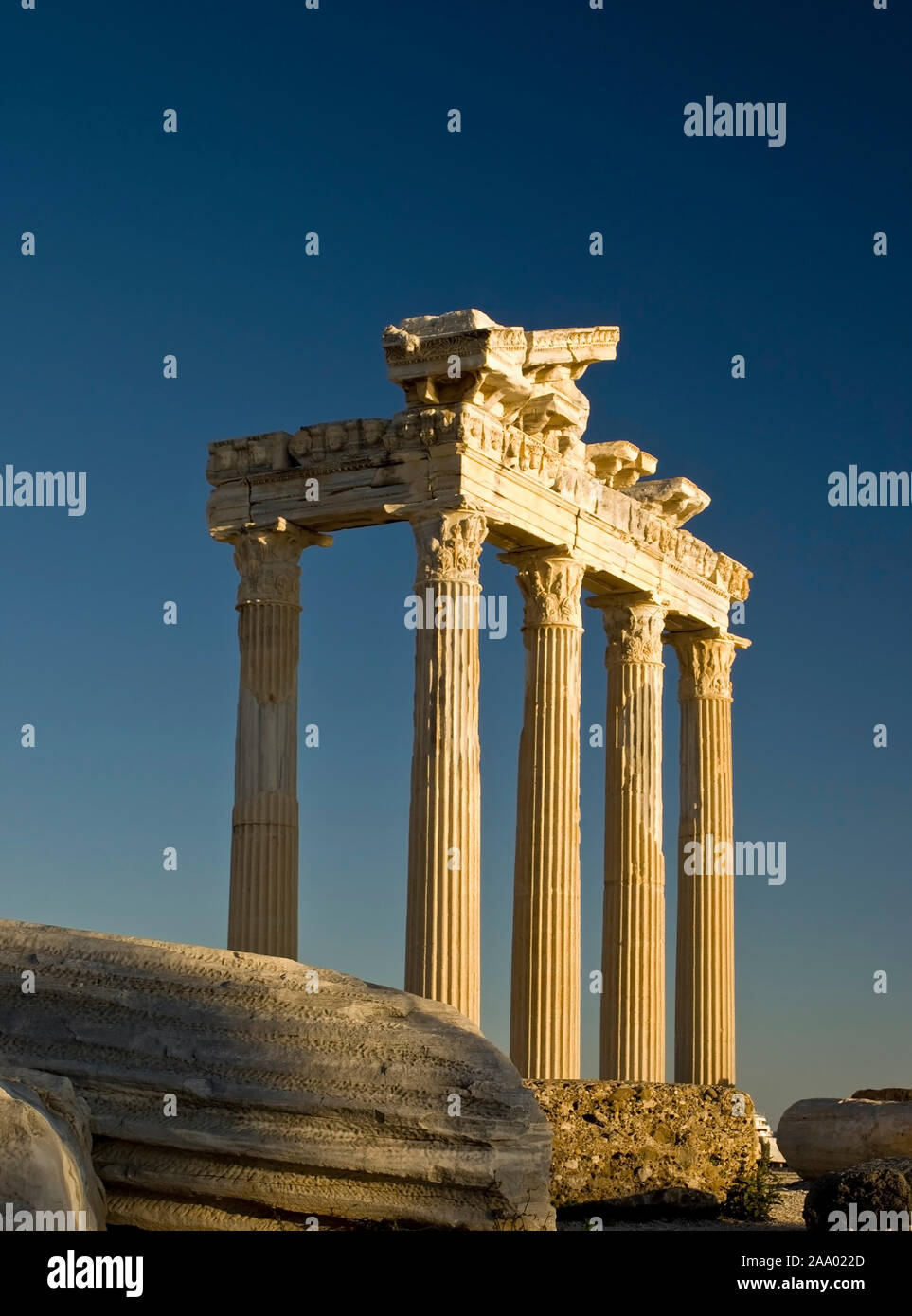 The ruins of Temple of Apollo located in Side southern Mediterranean ...