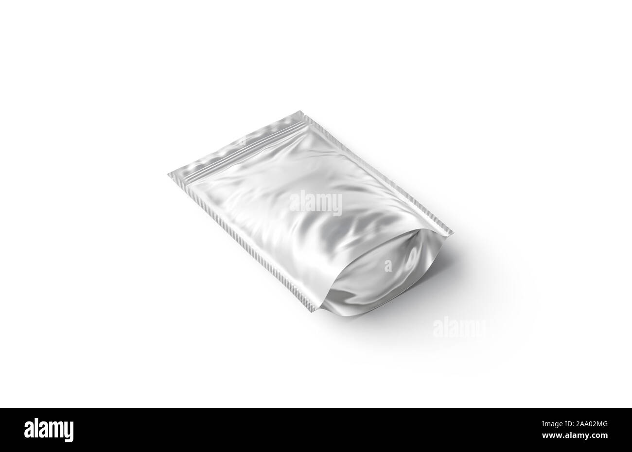 Blank silver zipper pouch mockup lying, side view Stock Photo - Alamy