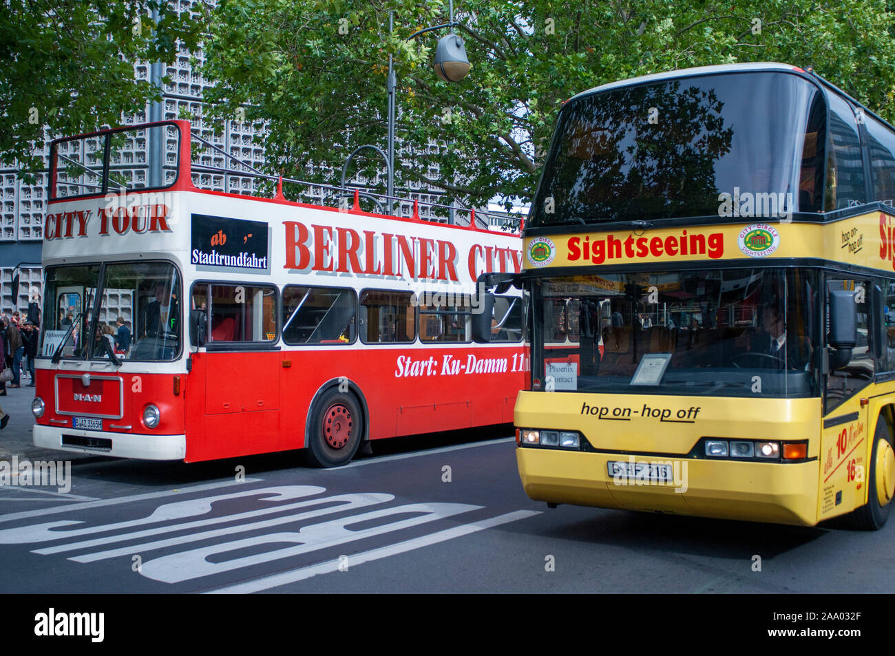 Sightseeing tour buses in the city centre of Berlin, Germany, Europe ...