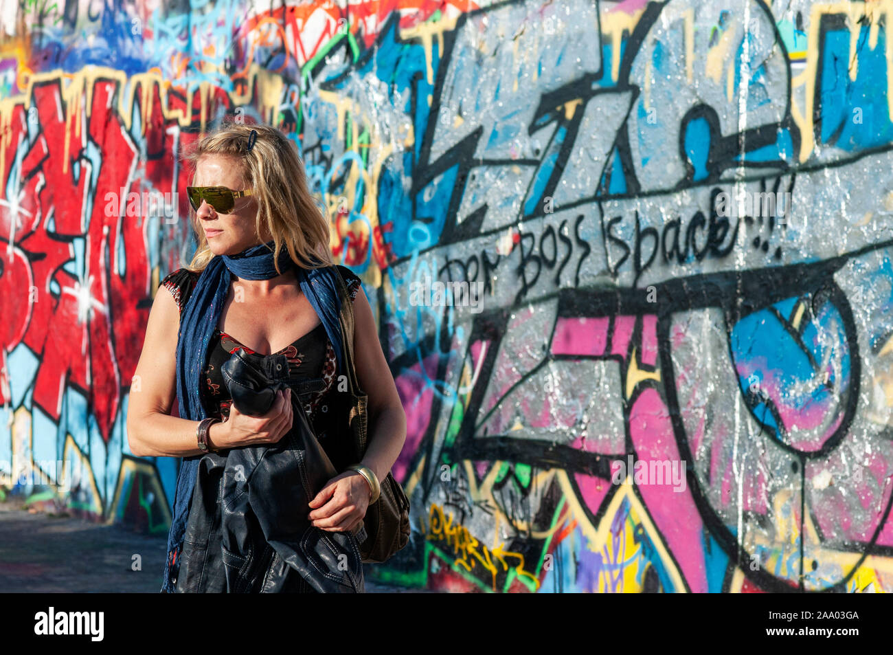 Graffiti on Mauerpark wall in Berlin, Germany. A former part of the ...