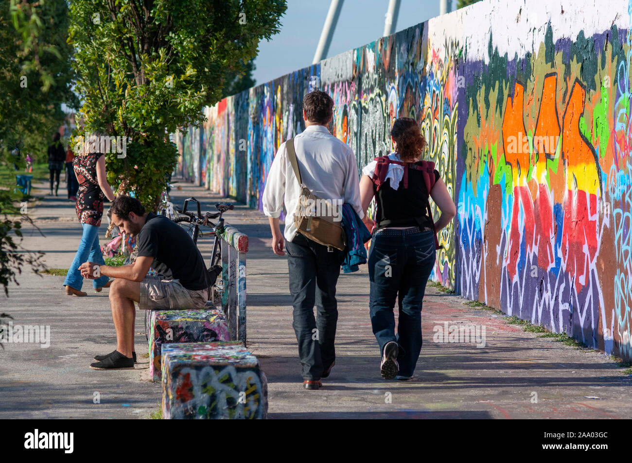 Graffiti on Mauerpark wall in Berlin, Germany. A former part of the ...