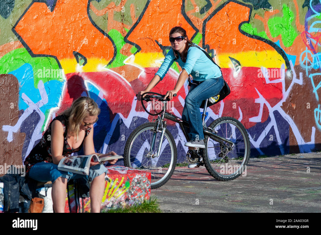 Graffiti on Mauerpark wall in Berlin, Germany. A former part of the ...