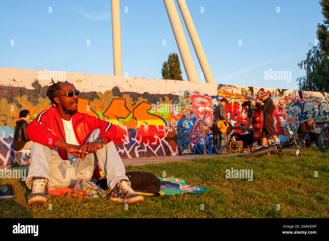Graffiti on Mauerpark wall in Berlin, Germany. A former part of the ...