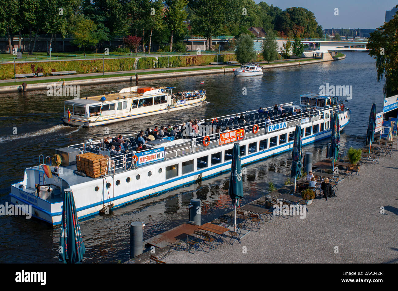 Boat excursion in the Spree river, Berlin. Spree, Landwehrkanal and ...