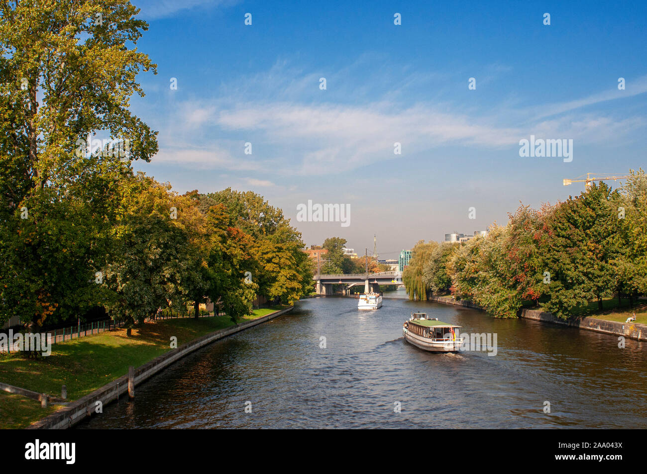 Boat excursion in the Spree river, Berlin. Spree, Landwehrkanal and ...