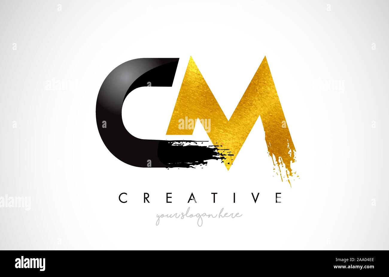 CM Letter Design with Brush Stroke and Modern 3D Look Vector ...