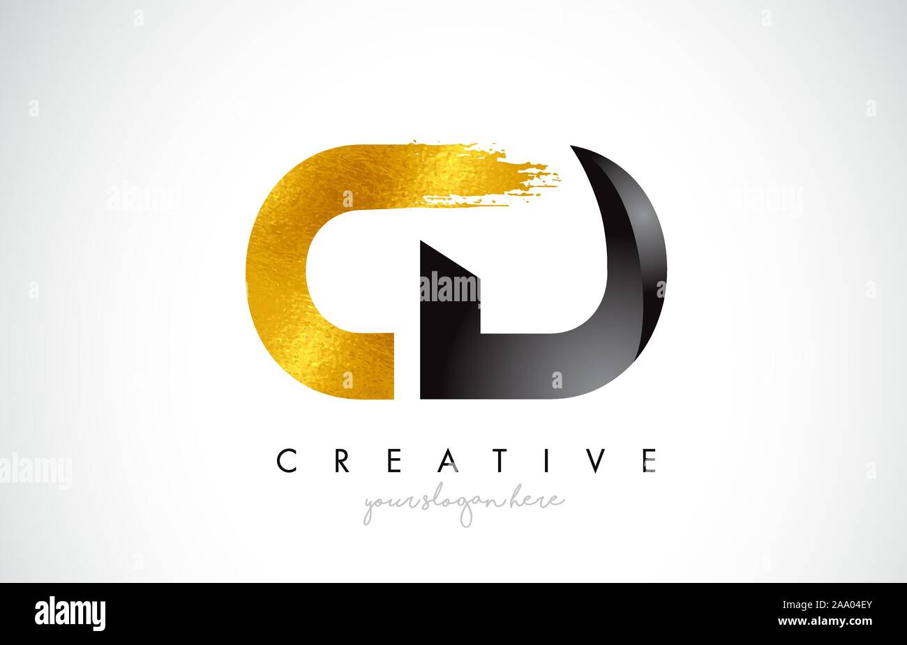 CD Letter Design with Brush Stroke and Modern 3D Look Vector ...