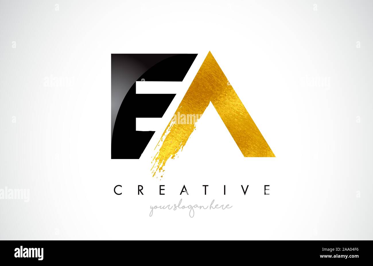 EA Letter Design with Brush Stroke and Modern 3D Look Vector ...