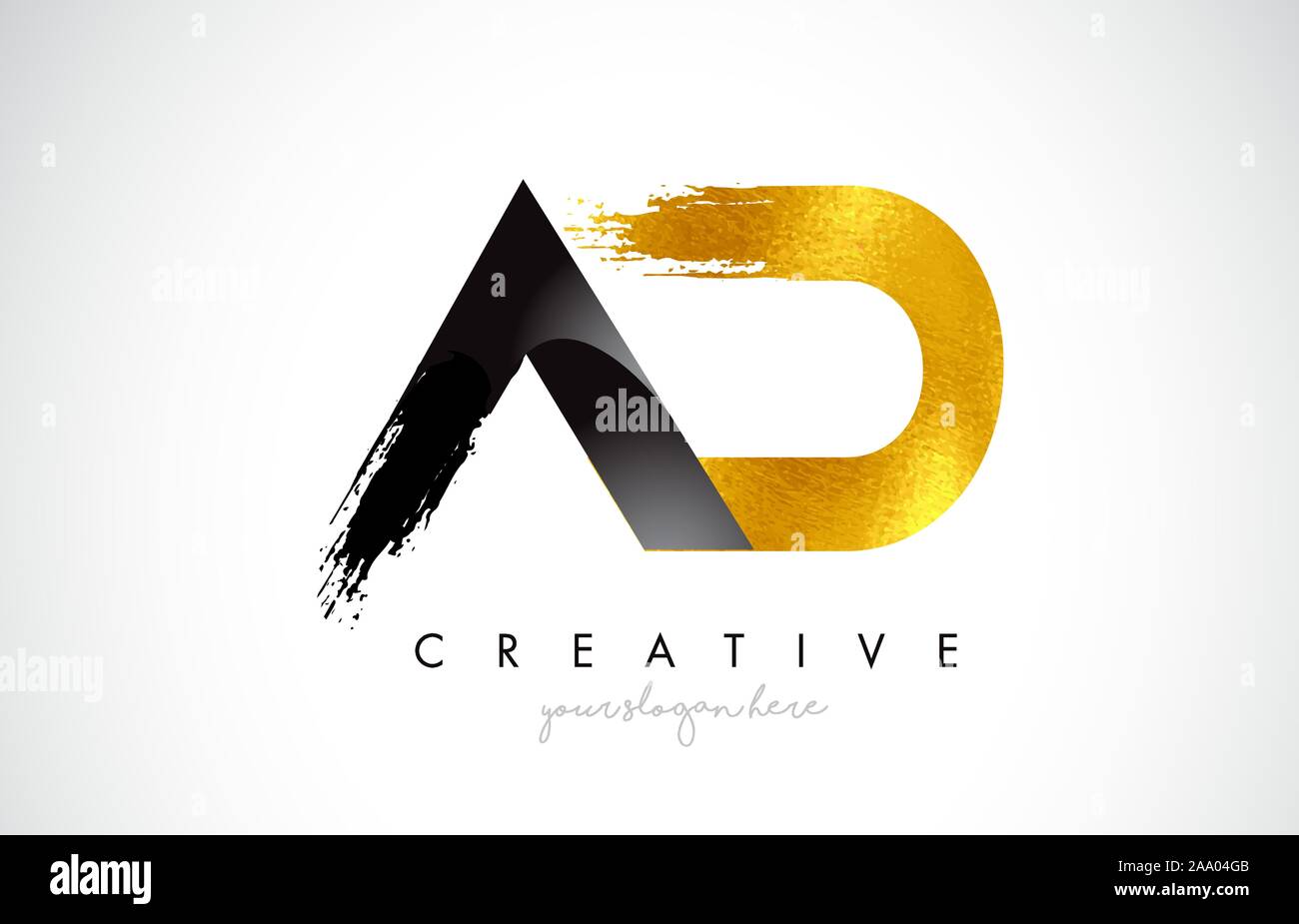 AD Letter Design with Brush Stroke and Modern 3D Look Vector ...