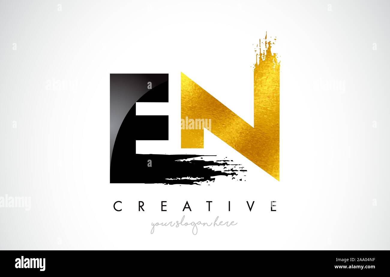 EN Letter Design with Brush Stroke and Modern 3D Look Vector ...